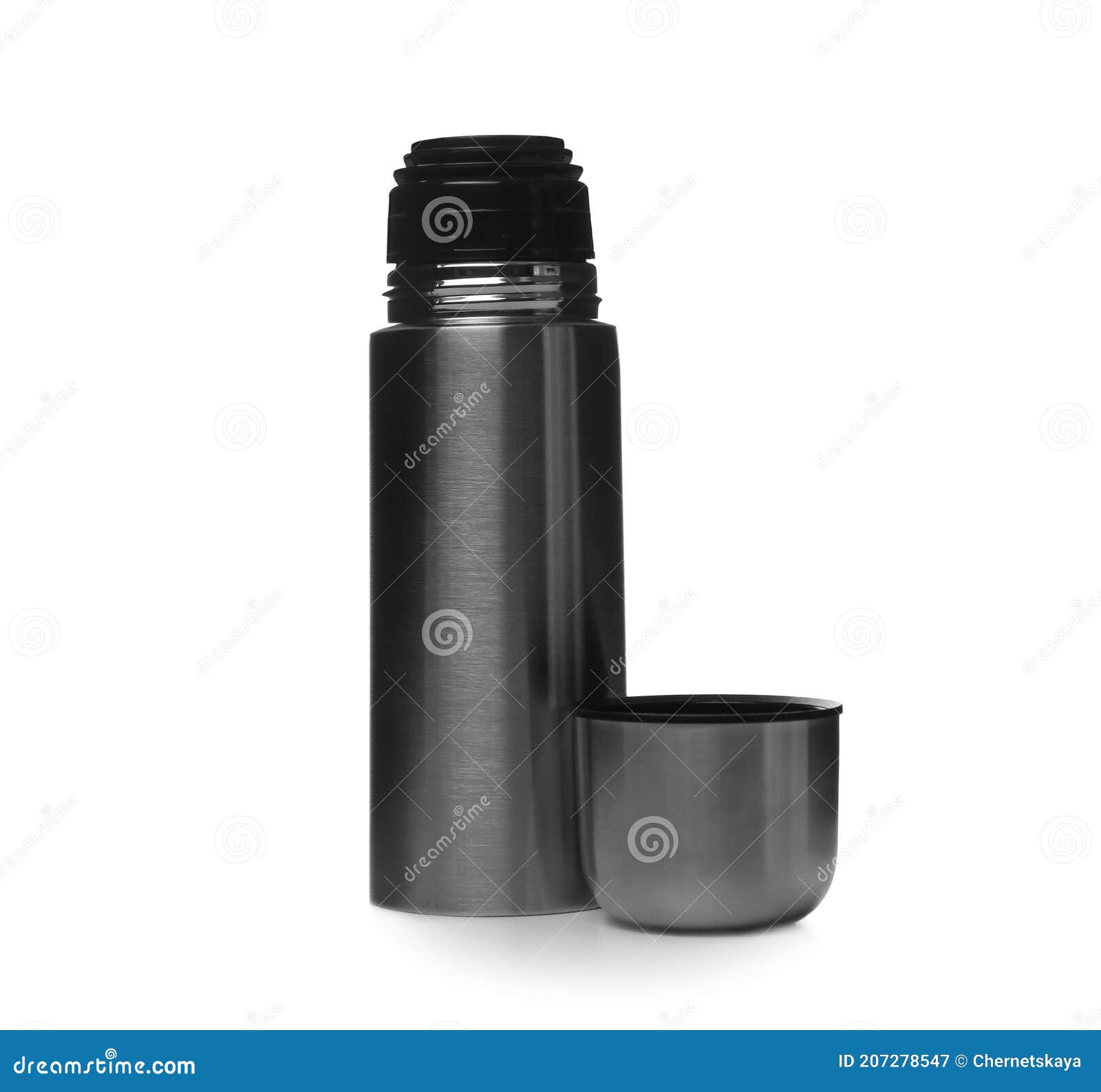 New Modern Thermos and Cup Isolated on White Stock Image - Image of ...