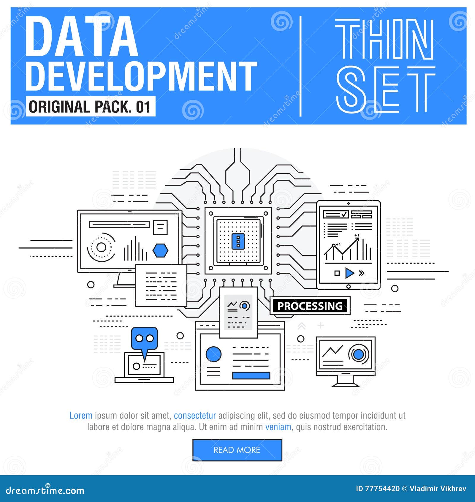 New Modern Thin Line Icons Set Development Data Analysis Stock ...