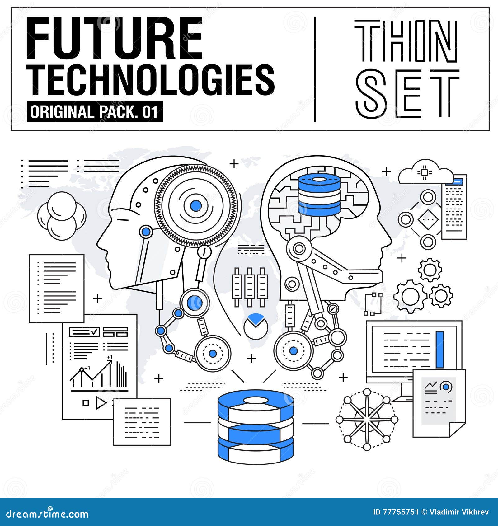 New Modern Thin Line Icons Set Technology of Future Stock Illustration ...