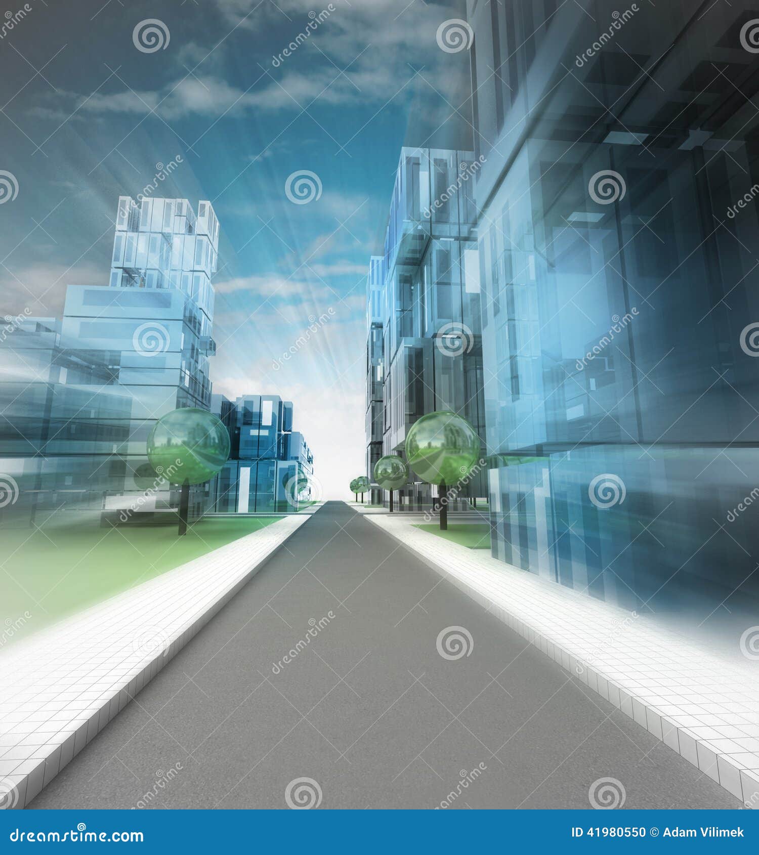 New Modern Visualization of City Street of Future in Motion Blur Stock ...