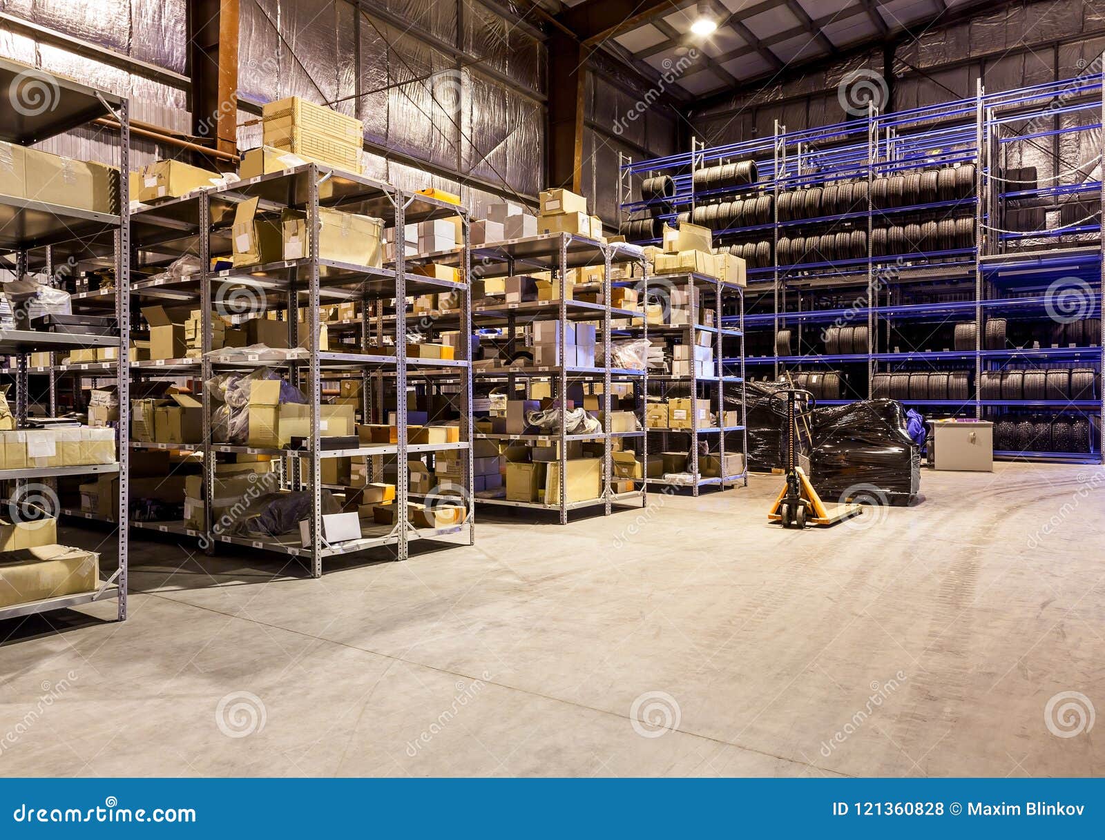 New and modern warehouse stock photo. Image of forklift - 121360828