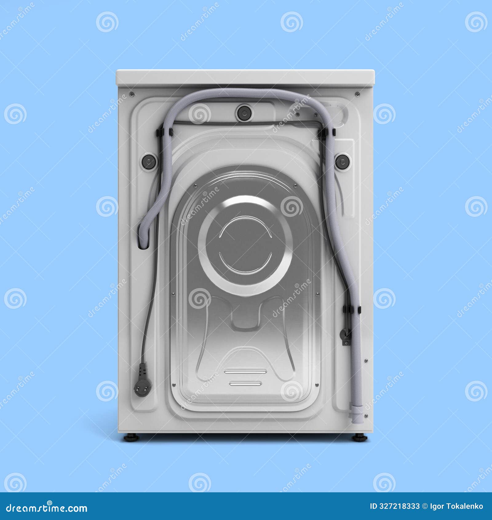 New Modern Washing Machine Back View 3D Render on Blue Stock ...