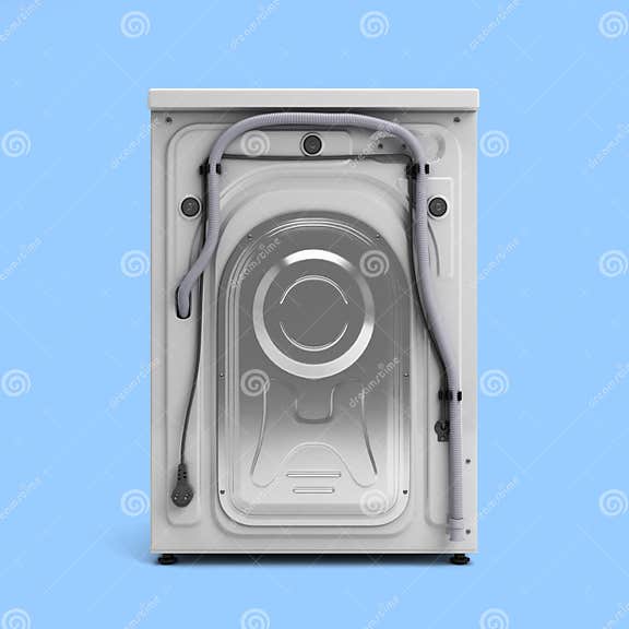 New Modern Washing Machine Back View 3D Render on Blue Stock ...
