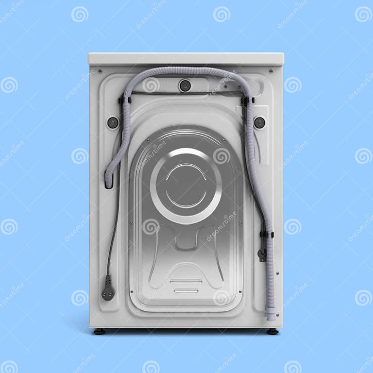 New Modern Washing Machine Back View 3D Render on Blue Stock ...