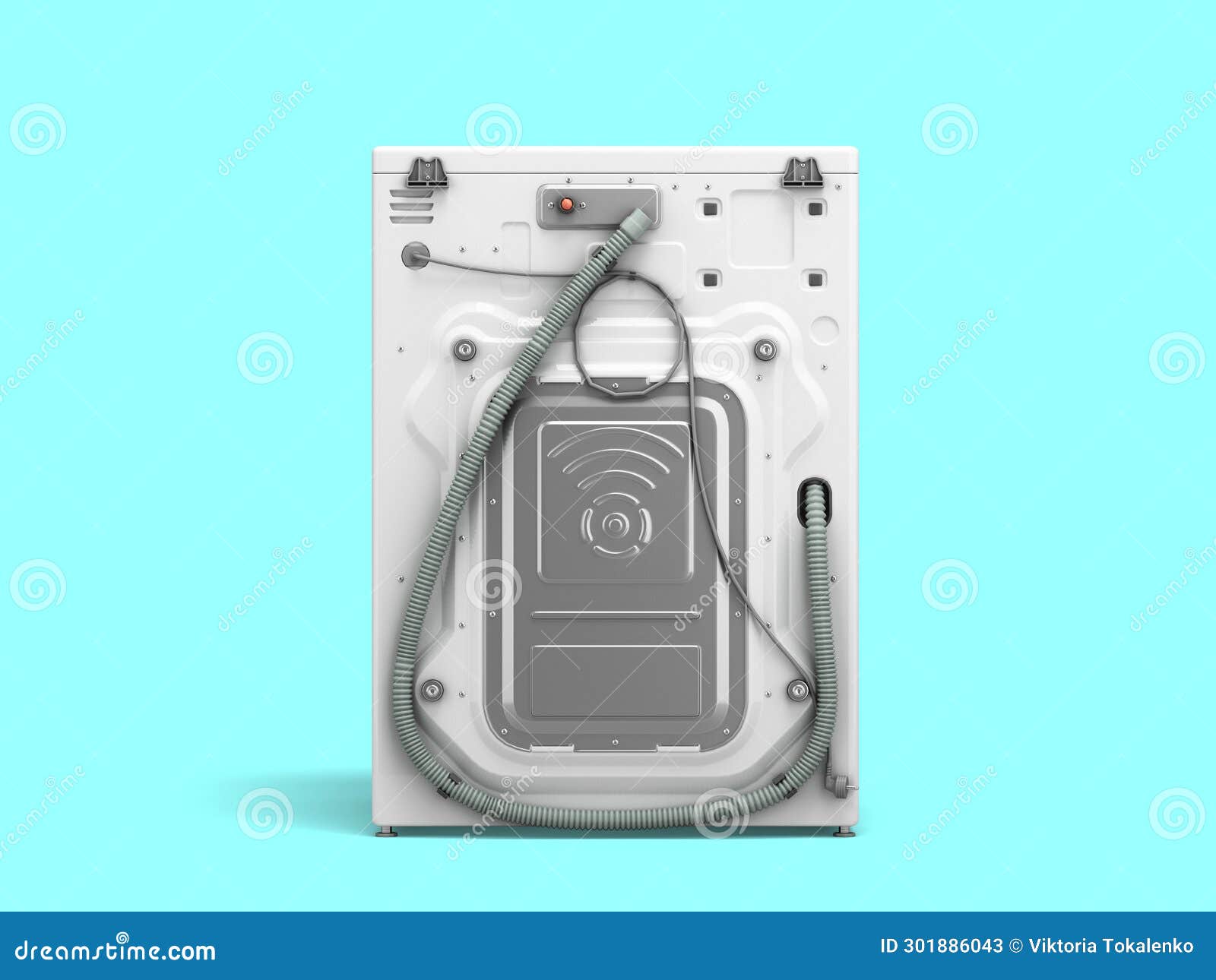 New Modern Washing Machine Back View 3d Render on Color Background ...