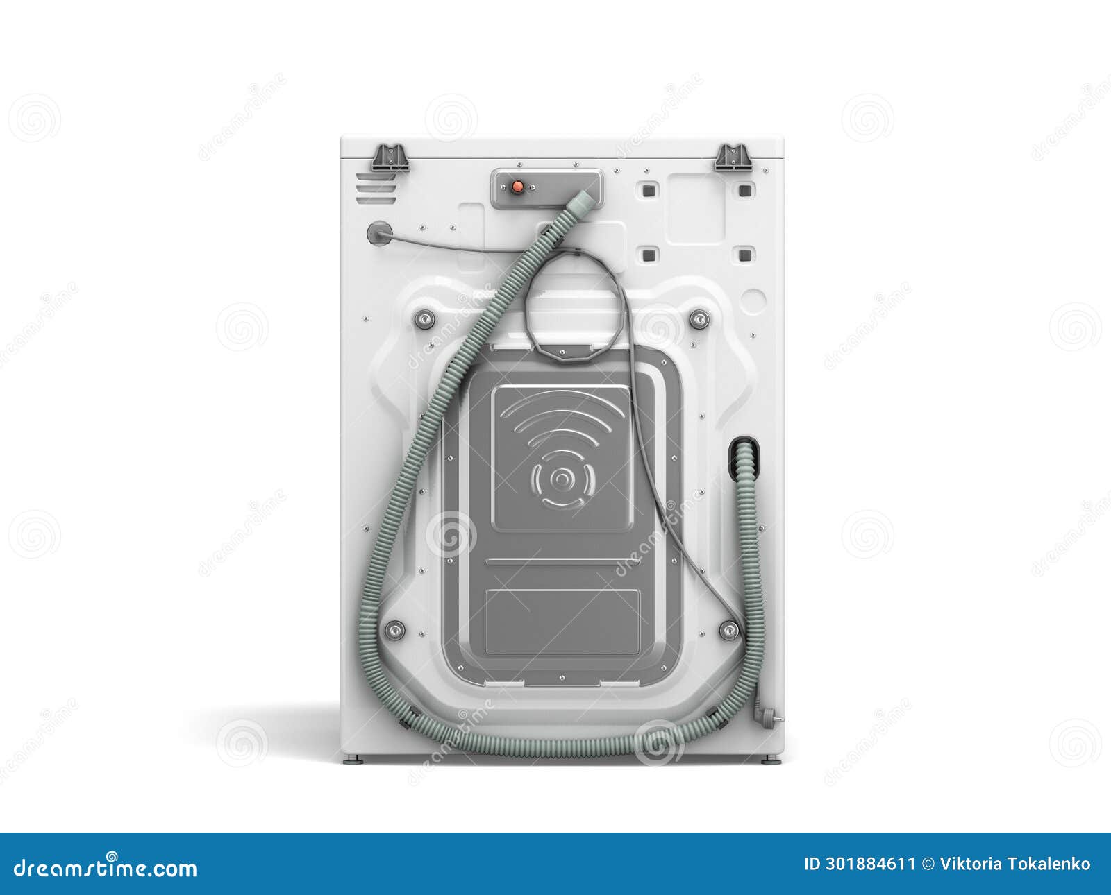 New Modern Washing Machine Back View 3d Render on White Stock ...