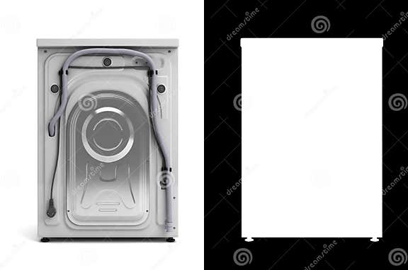 New Modern Washing Machine Back View 3D Render on White with Alpha ...