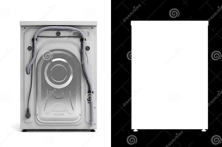 New Modern Washing Machine Back View 3D Render on White with Alpha ...