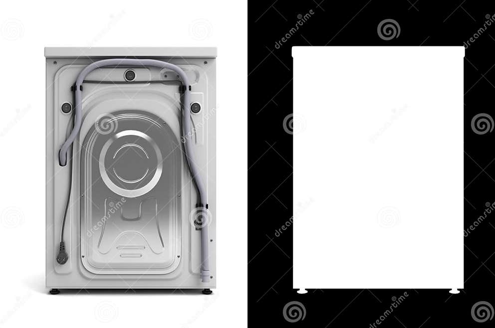 New Modern Washing Machine Back View 3D Render on White with Alpha ...