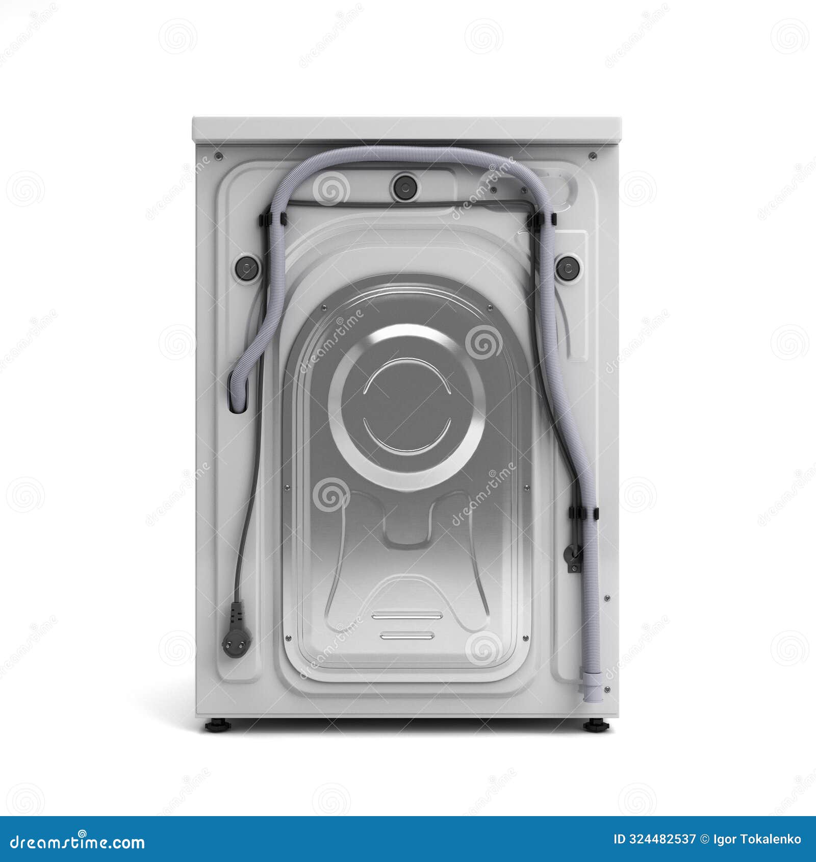 New Modern Washing Machine Back View 3D Render on White Stock ...