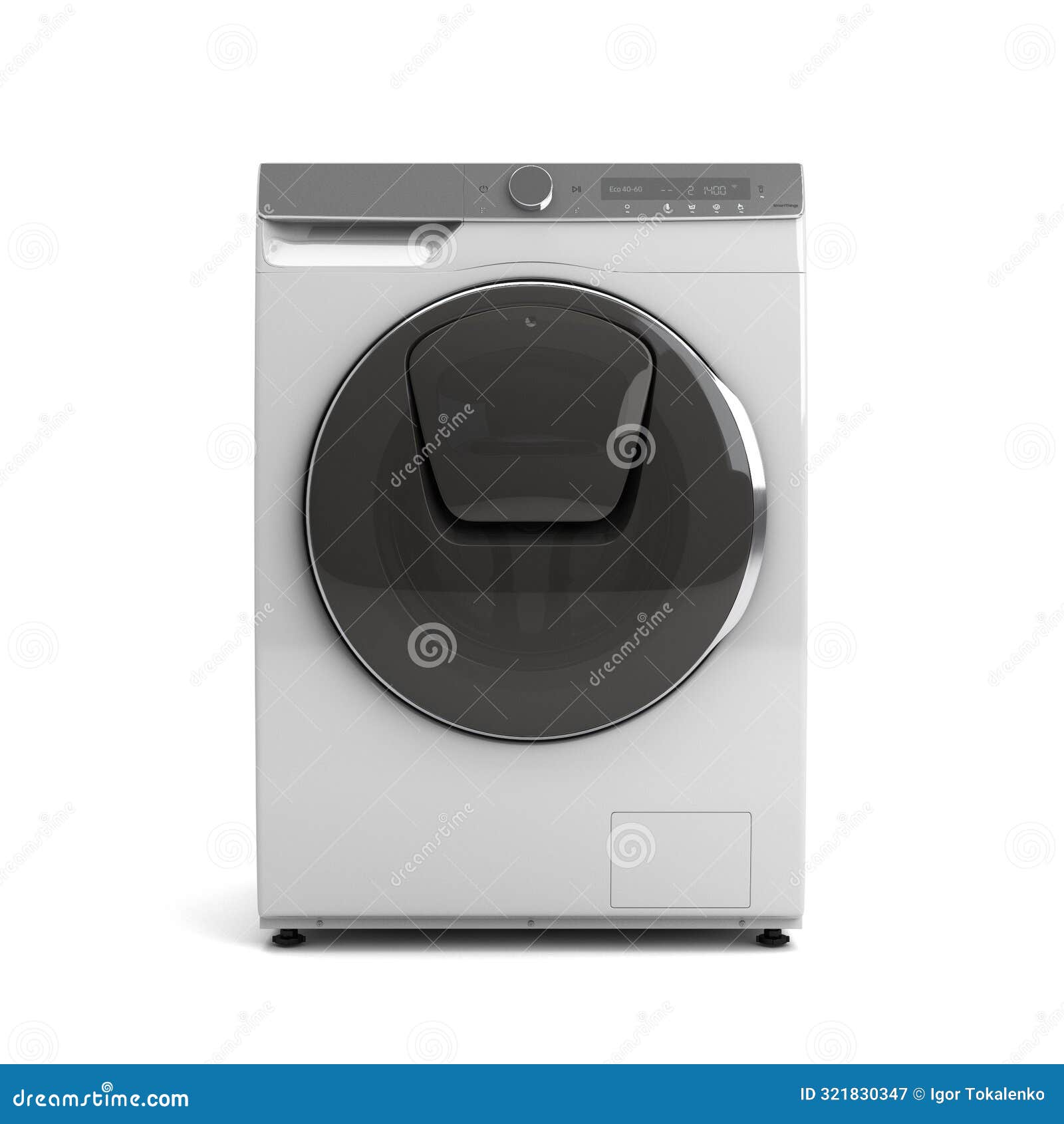 New Modern Washing Machine Front View 3D Render on White Stock ...