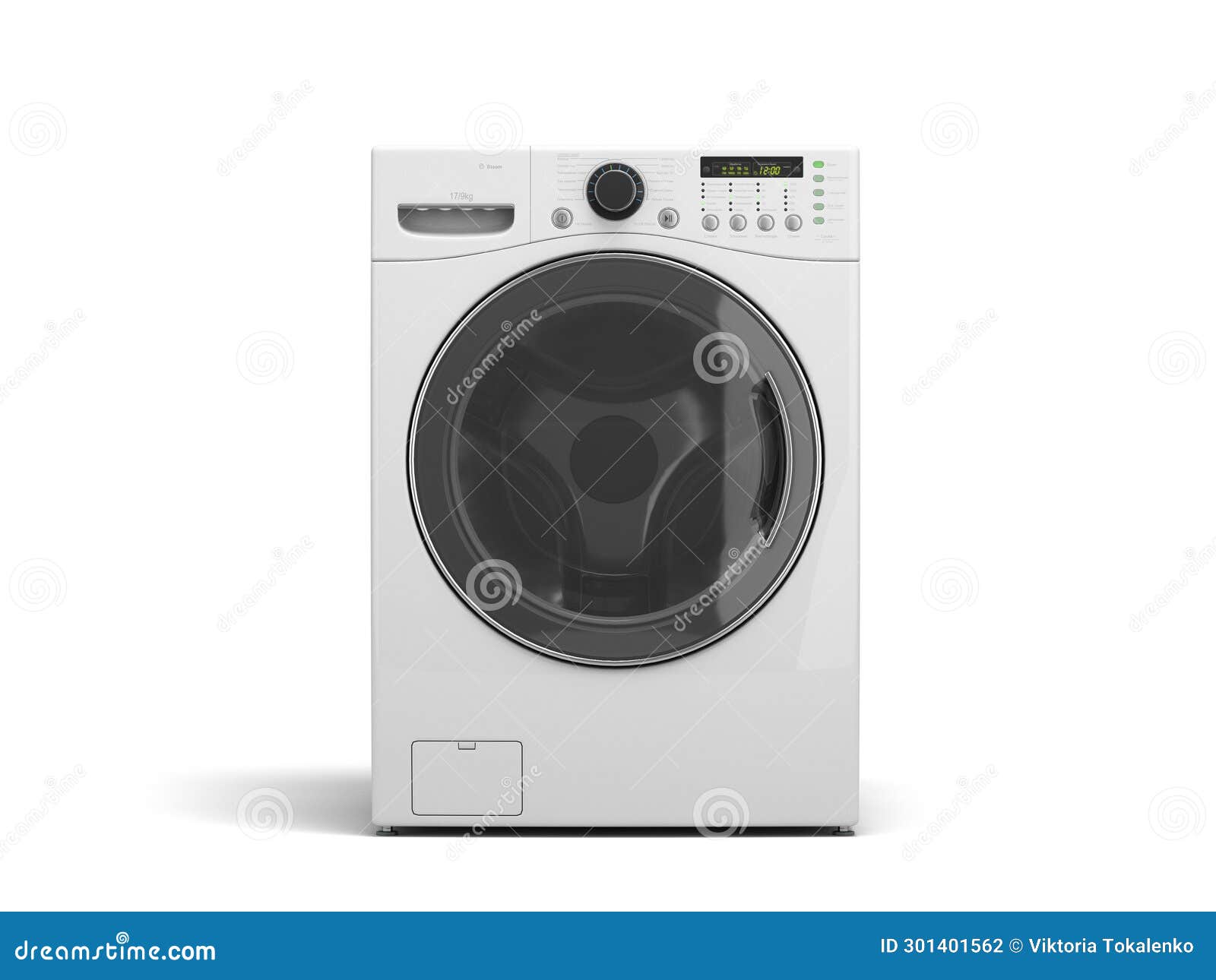 New Modern Washing Machine Front View 3d Render on White Stock ...