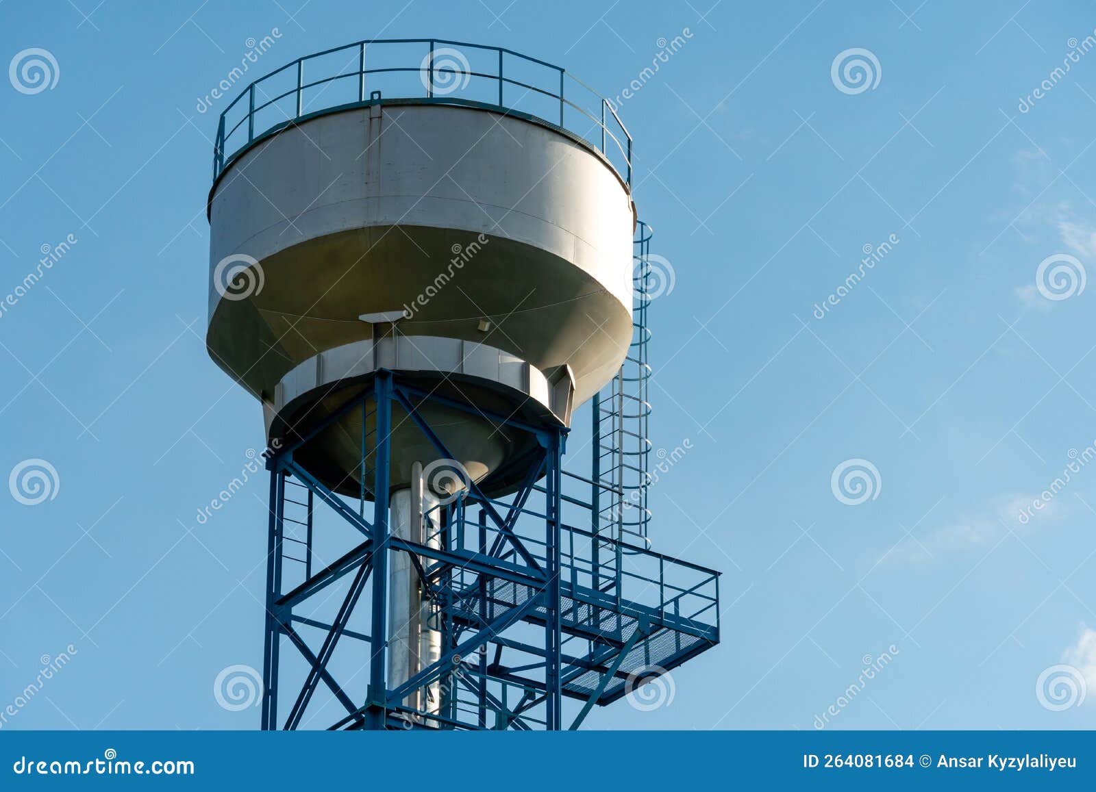 New Modern Water Tower on the Background of Blue Sky and Forest ...
