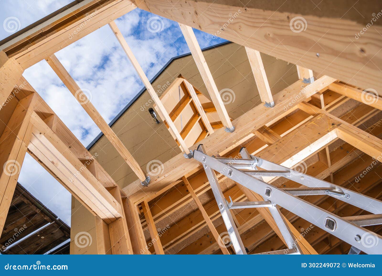 New Modern Wooden House Construction Stock Photo - Image of home ...