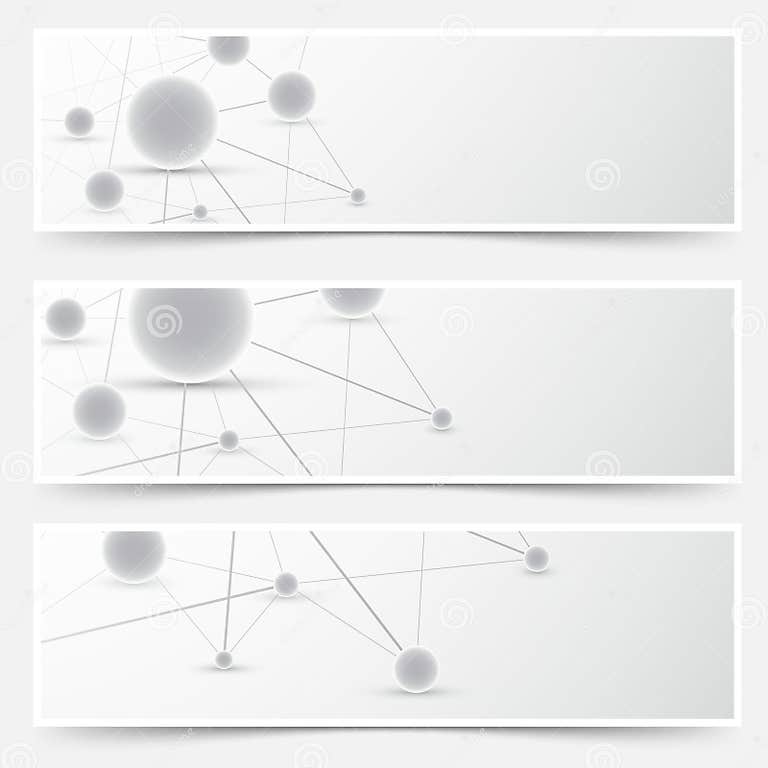 New Molecule Headers Footers Templates Set Stock Vector - Illustration ...