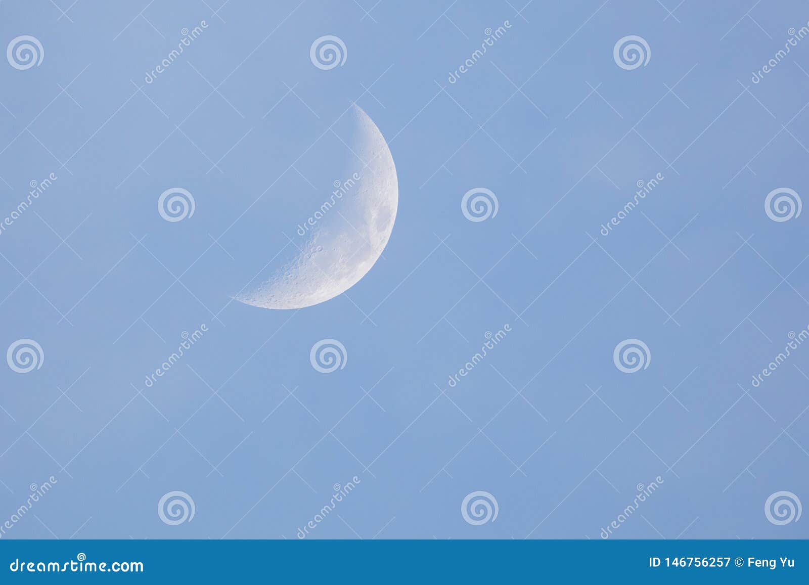 New moon with blue sky stock image. Image of close, background - 146756257