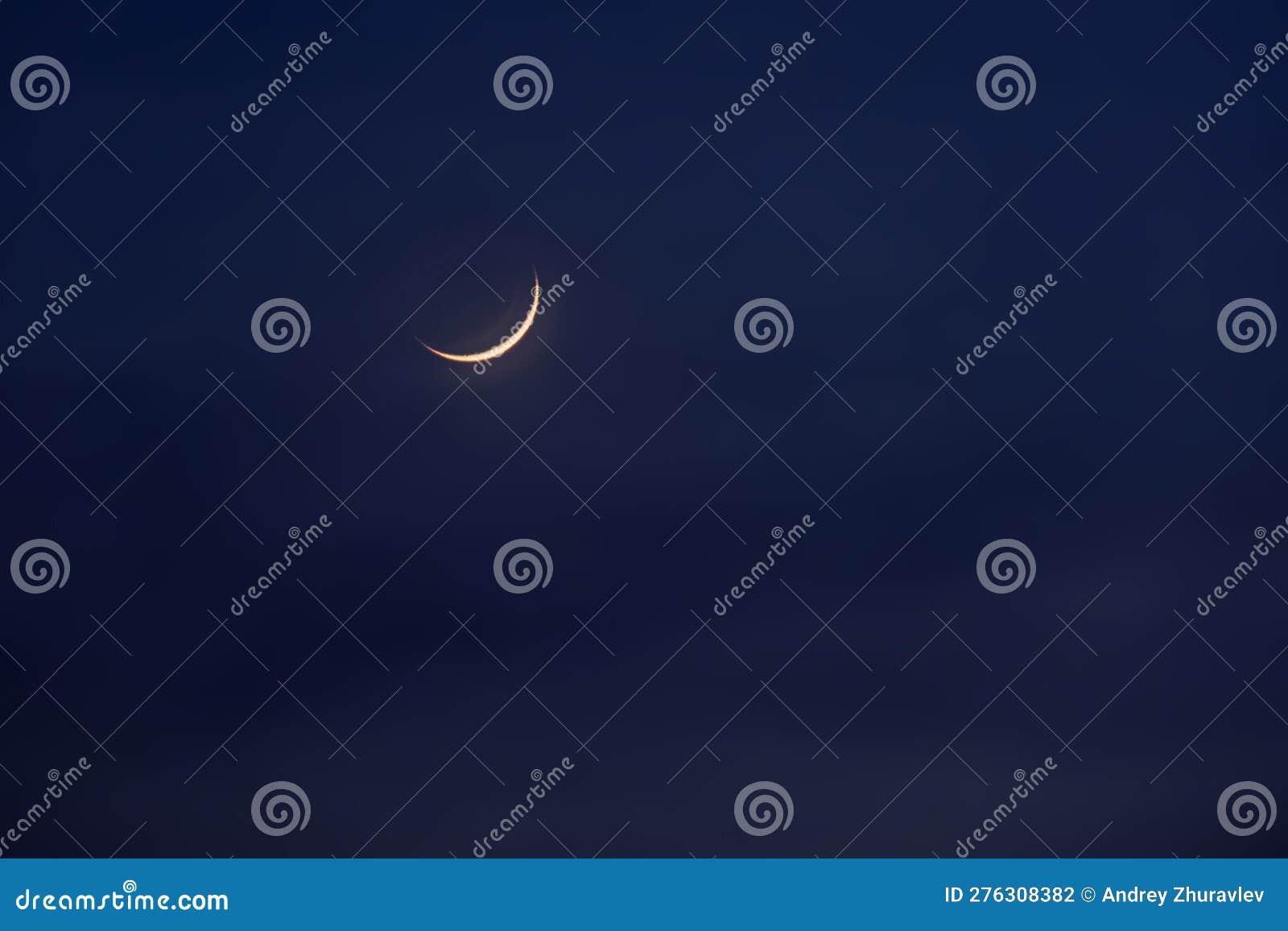 New Moon in the Initial Phase on a Dark Night Sky Stock Photo - Image ...