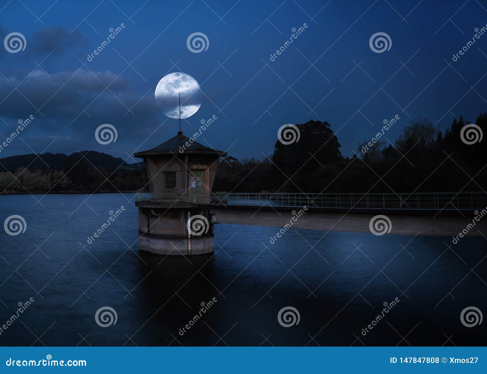 New Moon Over the Marsh of the Granda Stock Photo - Image of dark ...