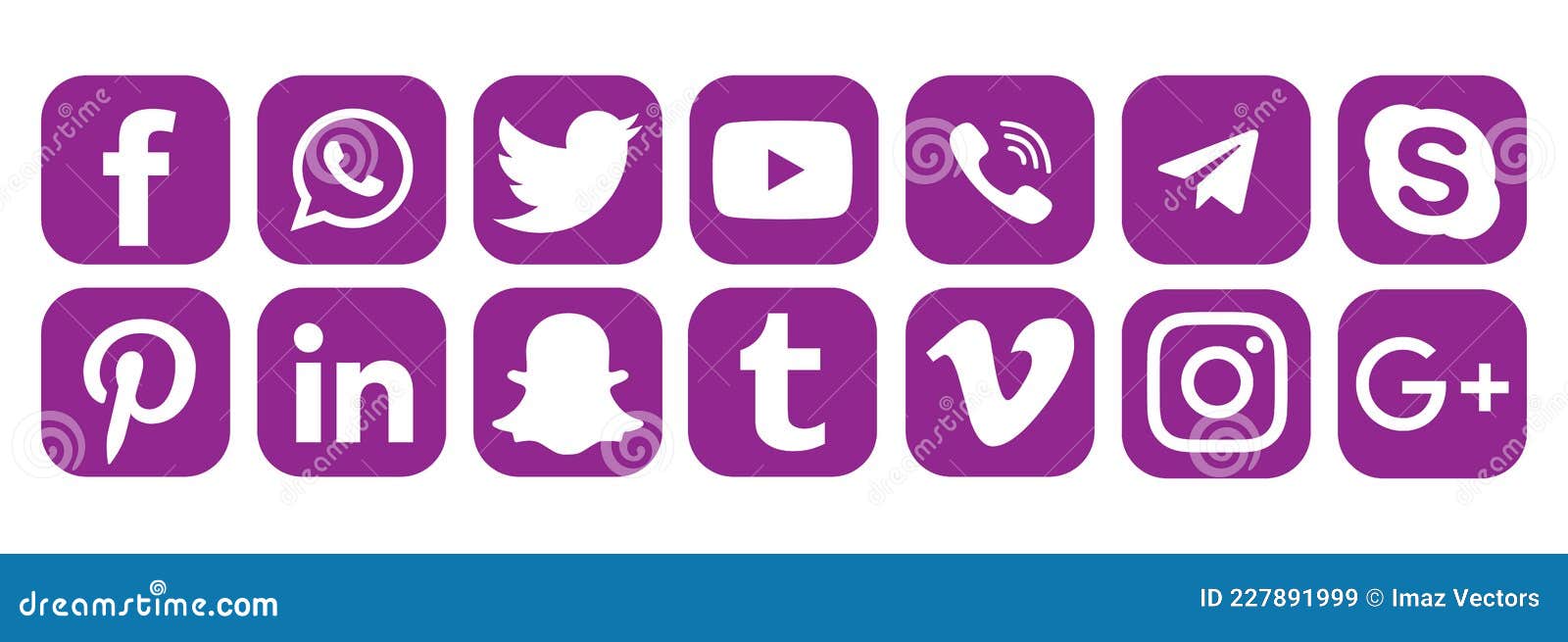New Purple Color Most Popular Social Media Logo Icons Vector. Editorial ...