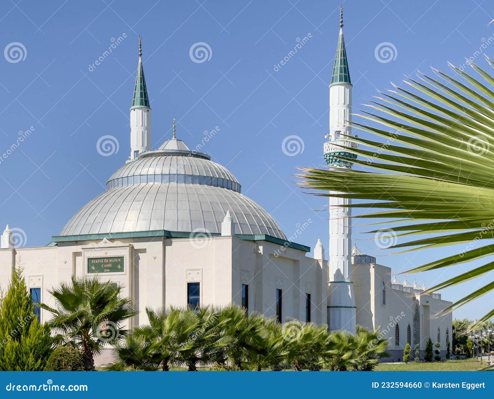 New Mosque with 2 Towers and the Sky is Blue Stock Photo - Image of ...