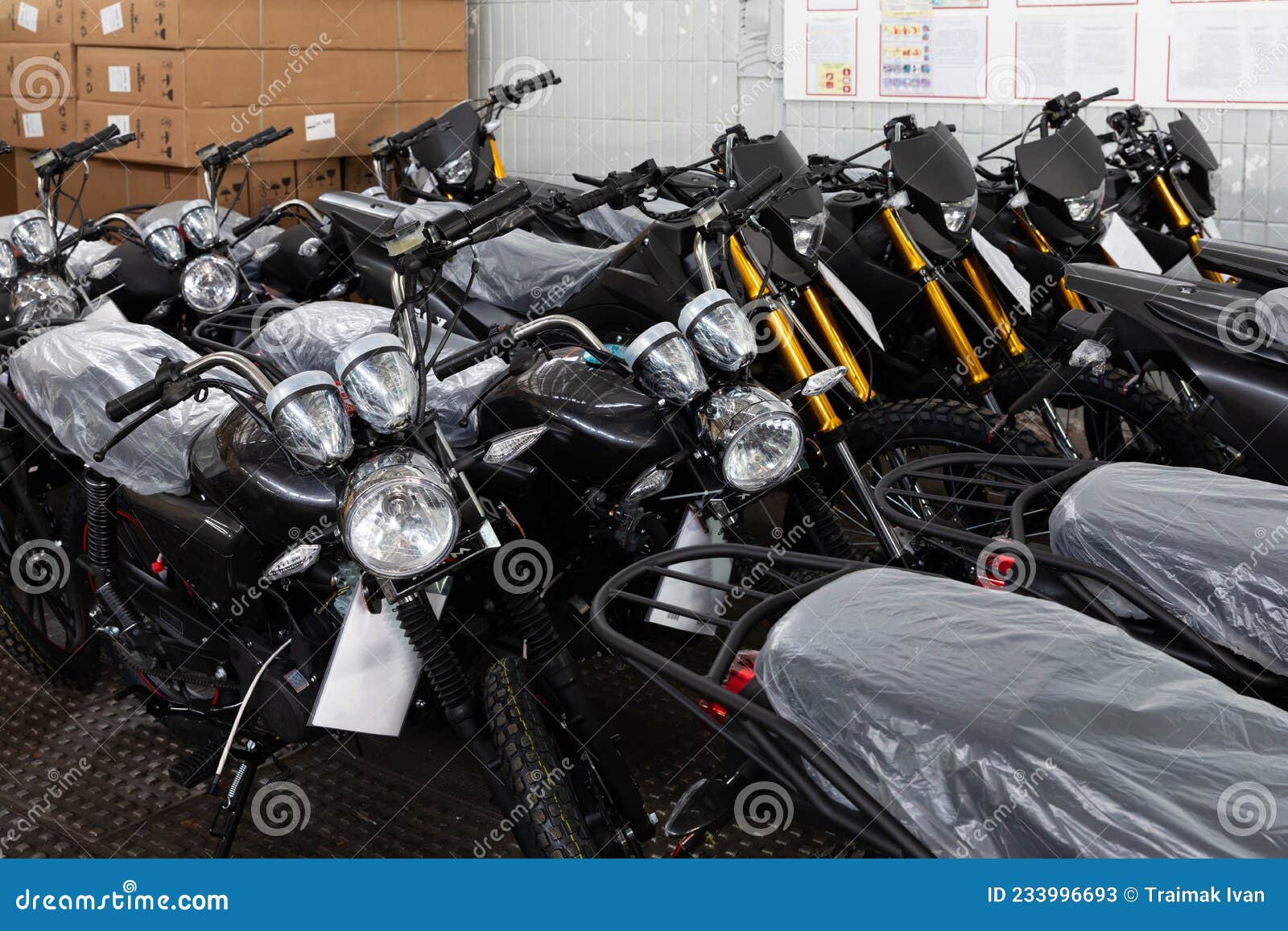 Mopeds Service Delivery Parked On The Roadside, Rear View Royalty-Free ...