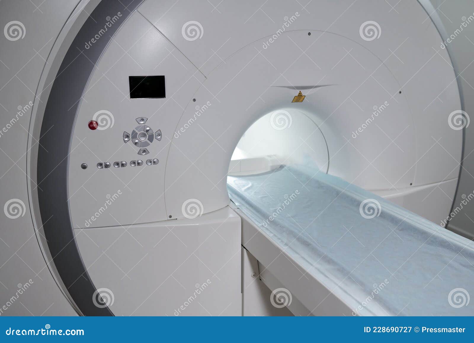 New MRI Scan Equipment with Long Table Covered with Napkin Stock Image ...