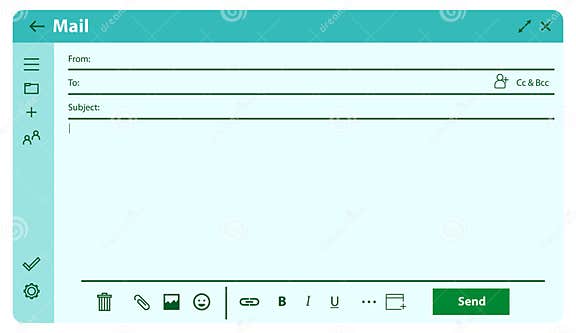 Interface of Email Message Blank Template Window Isolated on White - 3d ...