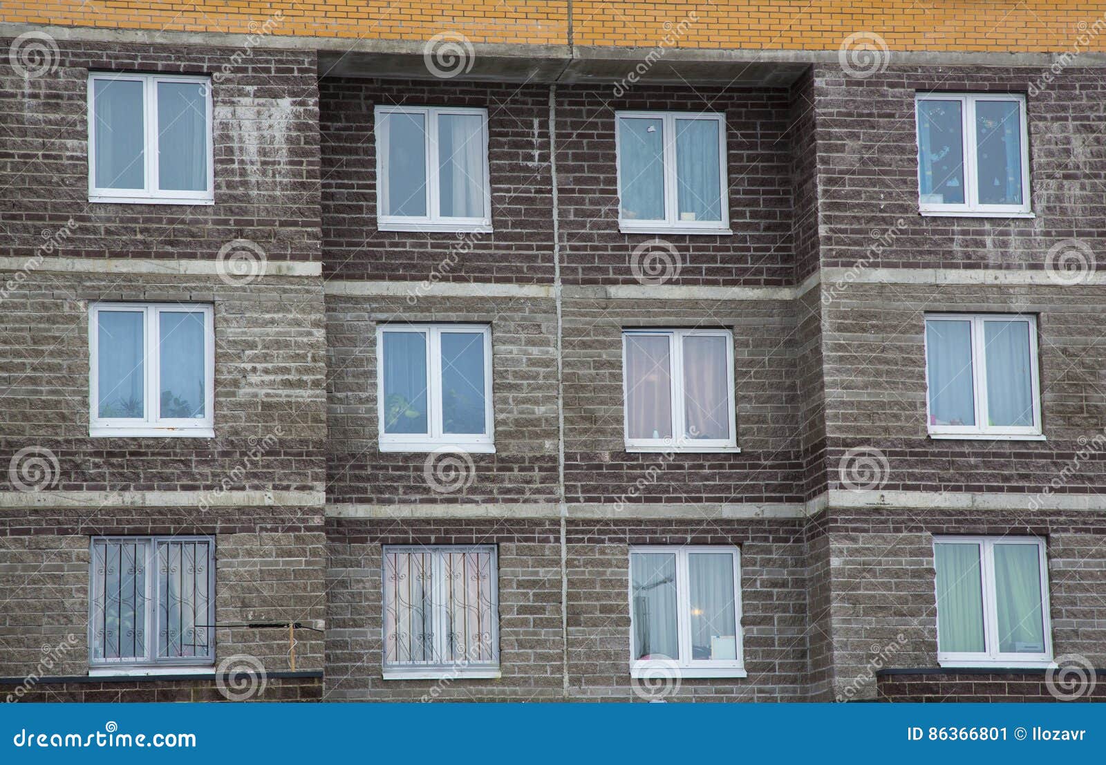 New Multi Houses Built of Brick, and Multiple Windows Stock Image ...