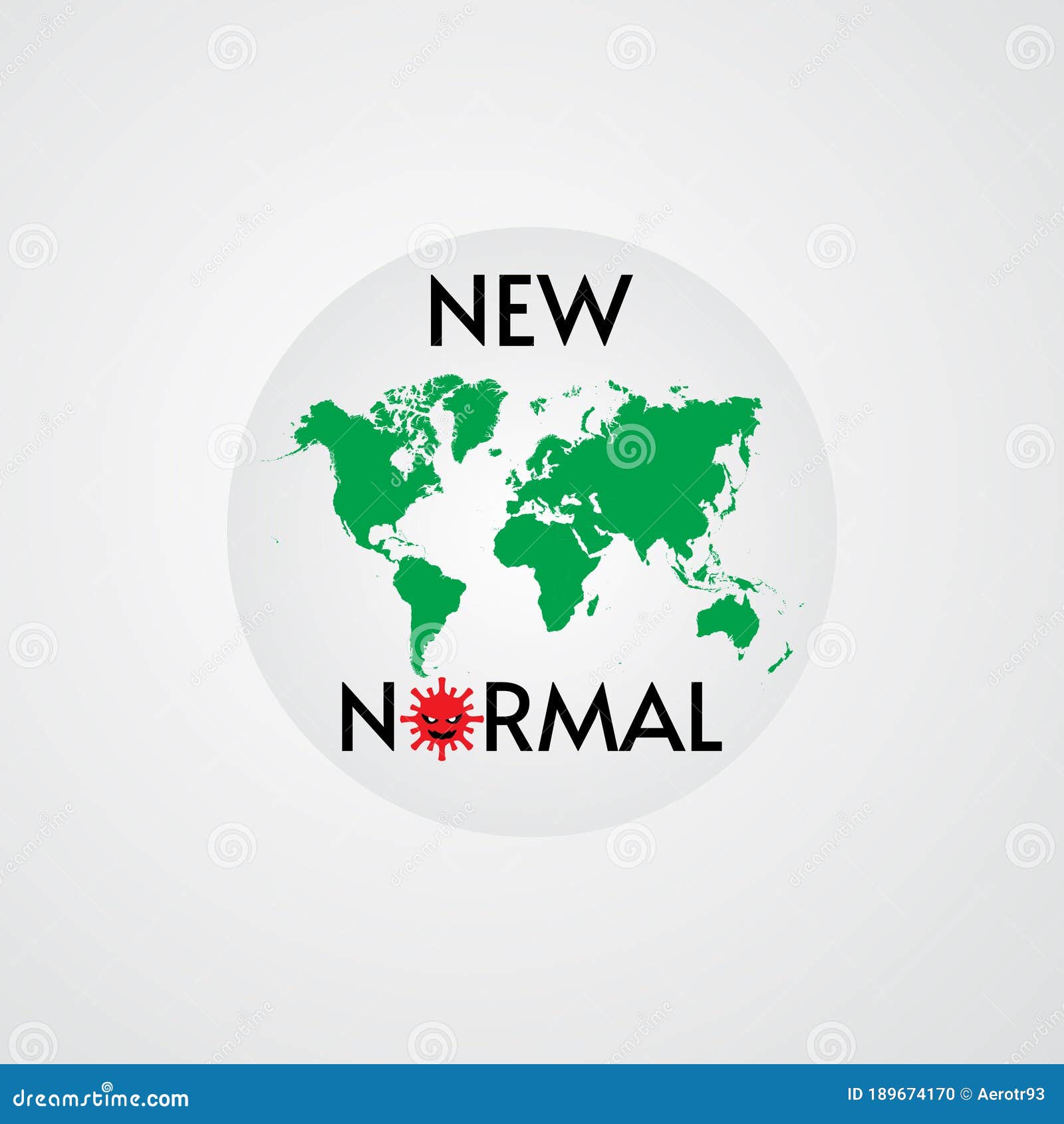 New Normal Concept Lettering on World Map Vector Illustration Stock ...