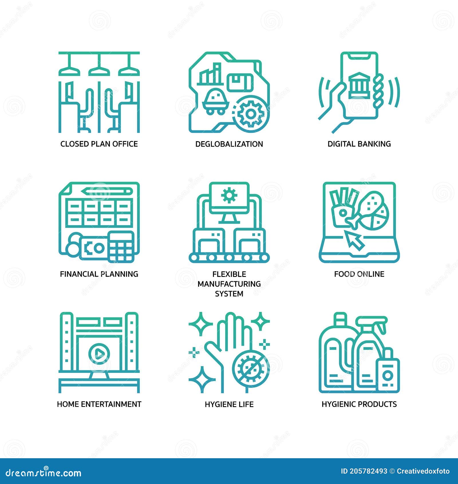 New Normal After Covid-19 Icons Set Cartoon Vector | CartoonDealer.com ...