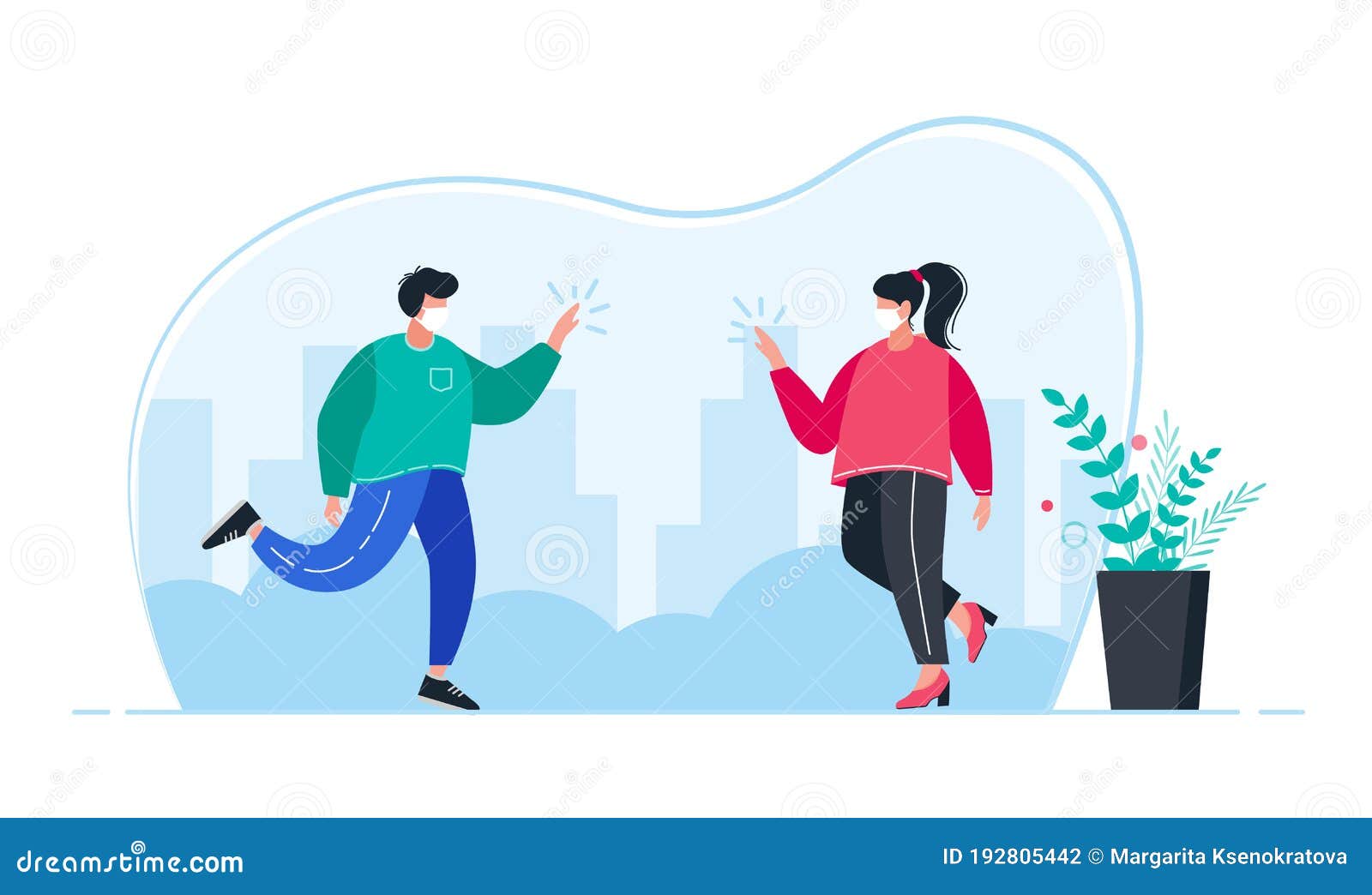 New Normal Greeting Gestures between People. Illustration. Stock Vector ...