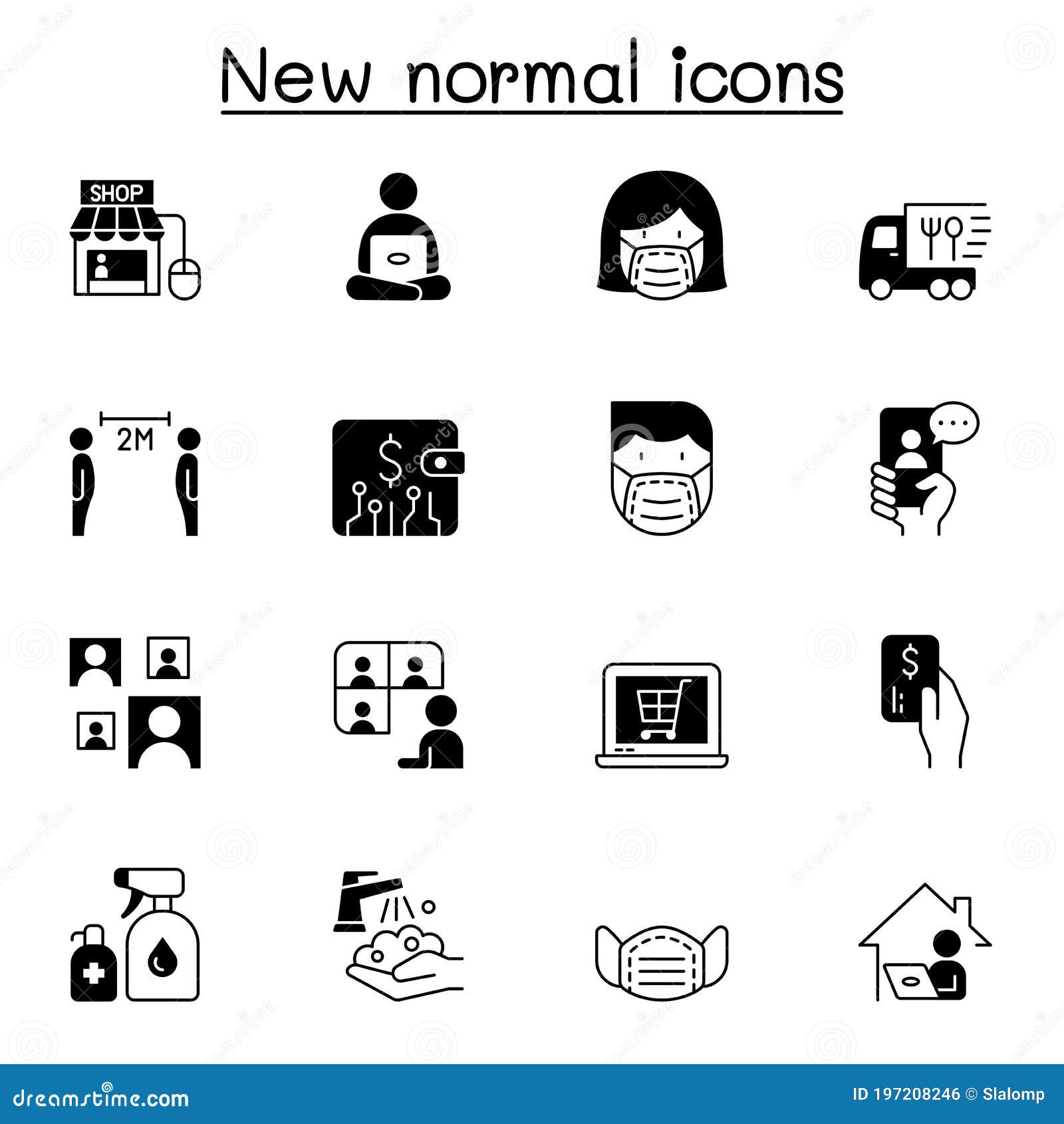 New Normal Lifestyle Icon Set Vector Illustration Graphic Design Stock ...