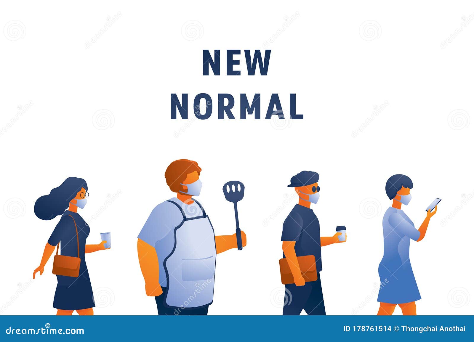 New Normal Lifestyle with Mask Stock Vector - Illustration of vector ...