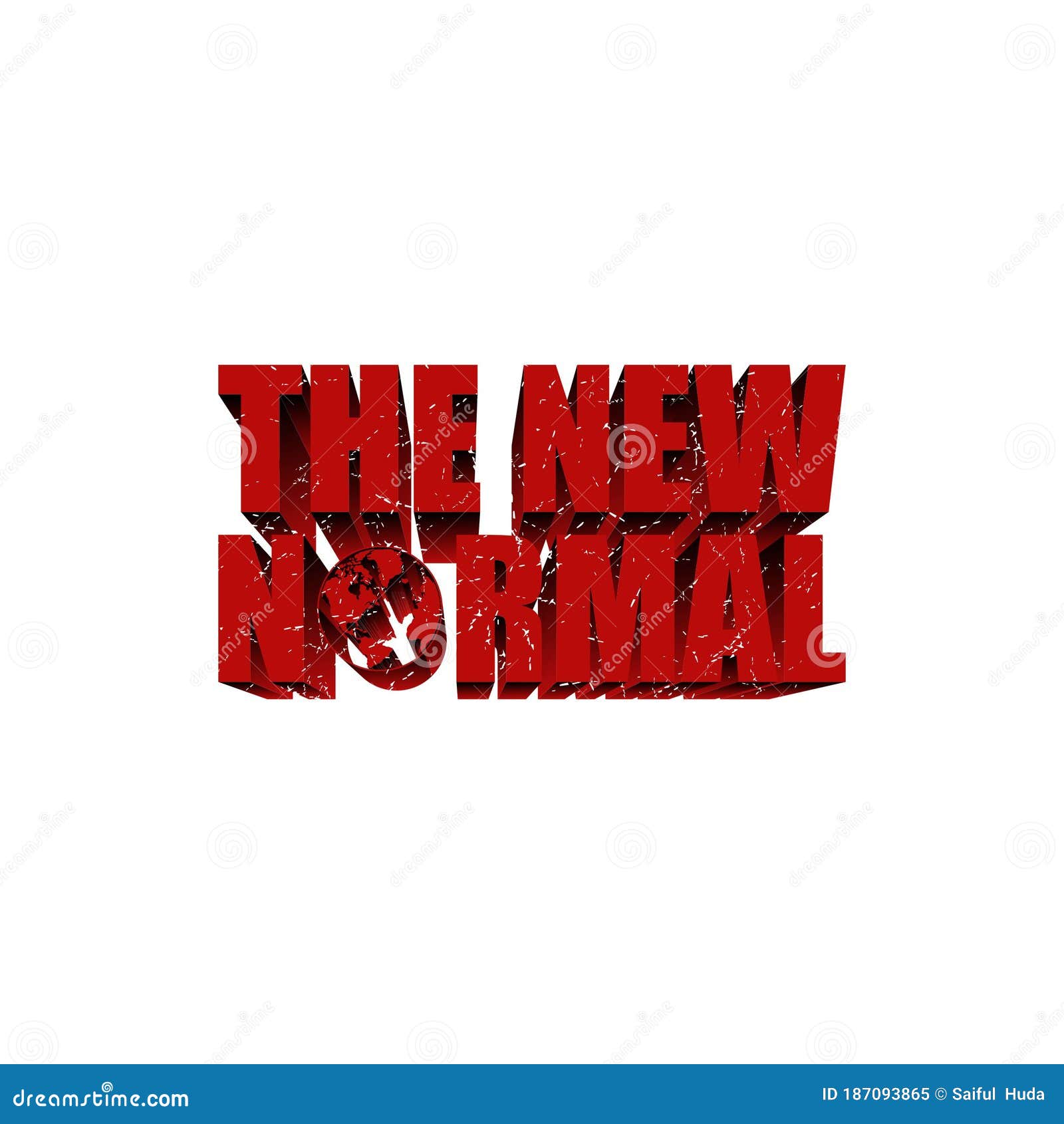 New Normal Logo Concept Word And World Globe With Coronavirus Red White ...