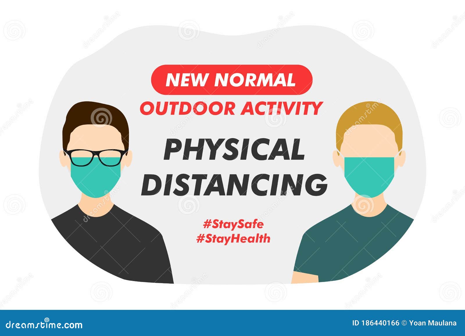 New Normal Outdoor Activity - Physical Distancing - Vector Flat Design ...
