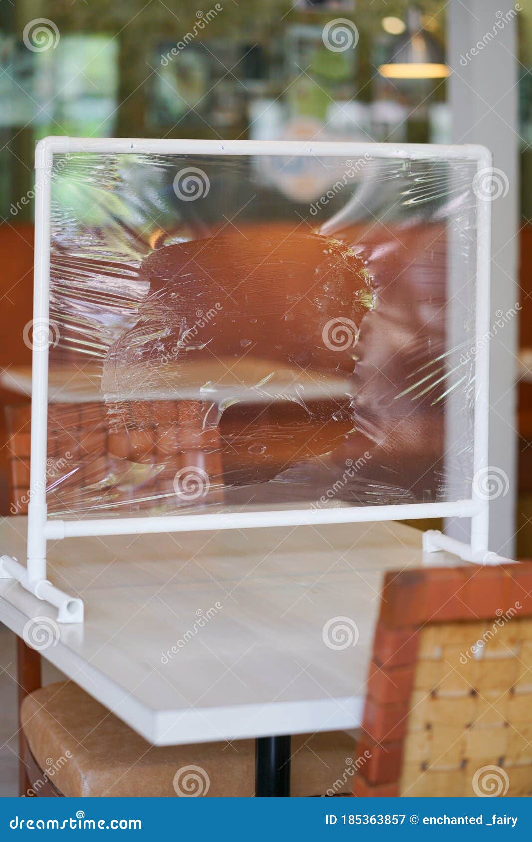 New Normal. Restaurant Reopening With Partition Shield Setting On The ...