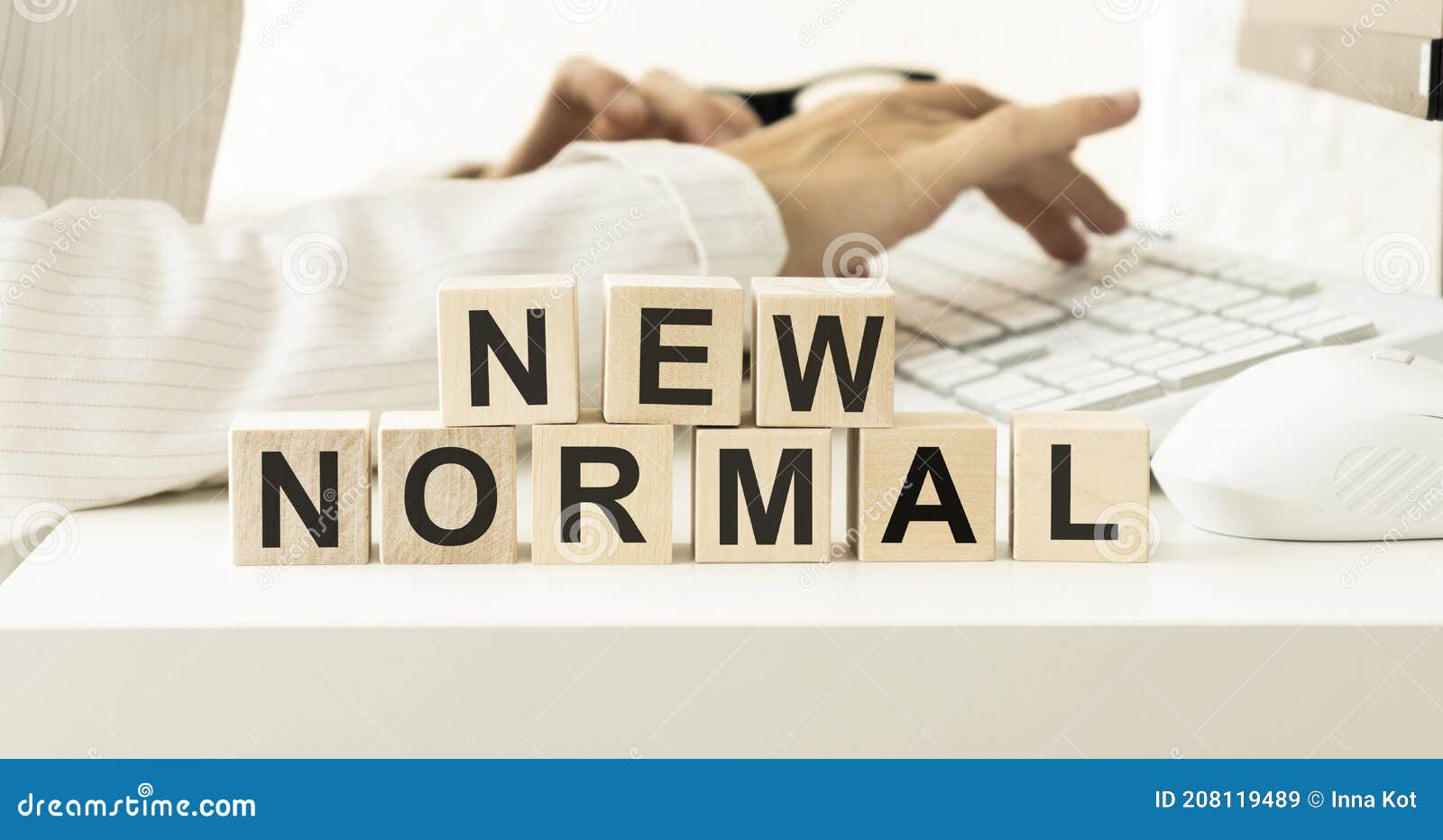 New Normal Text and a Hand Adding Stock Image - Image of motivation ...