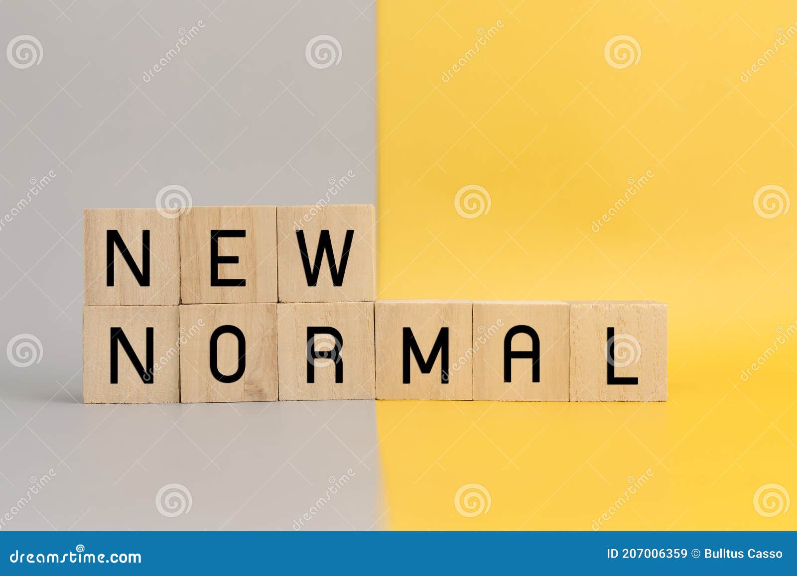 NEW NORMAL Word On Wooden Alphabet Cube. New Normal Concept. Top View ...