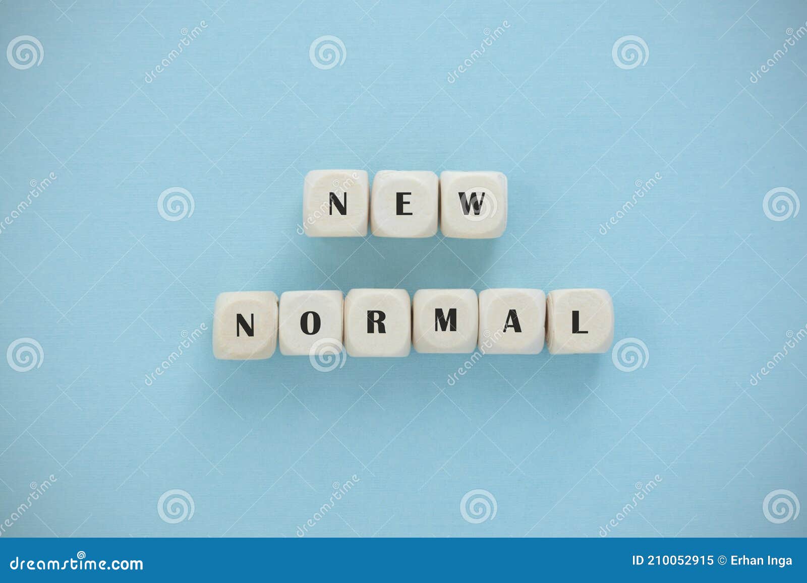New Normal Word Wooden Alphabet Cube. Blue Background Stock Image ...