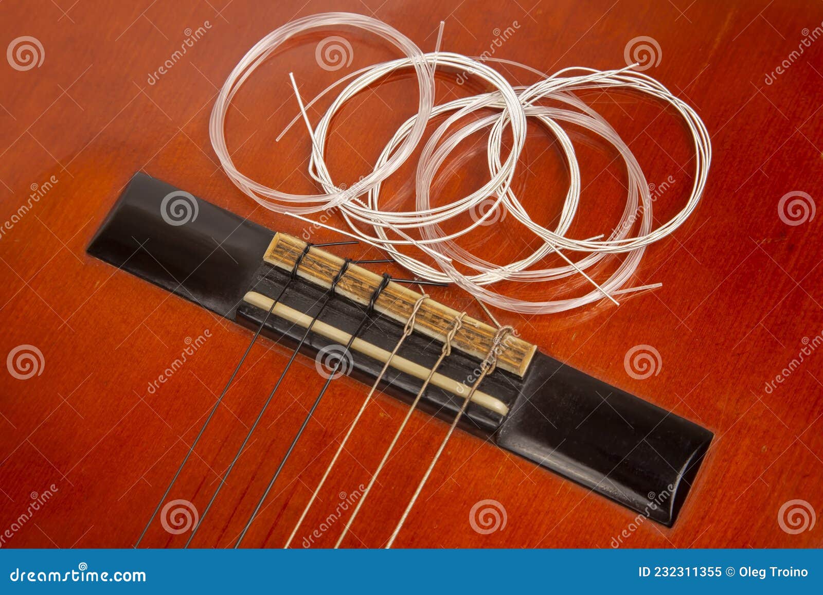 New Nylon Strings for Classical Guitar Stock Image - Image of working ...