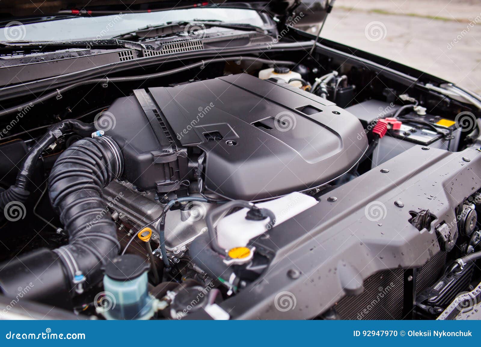 The New Off-road Vehicle`s Engine V8 is Covered with Plastic Stock ...