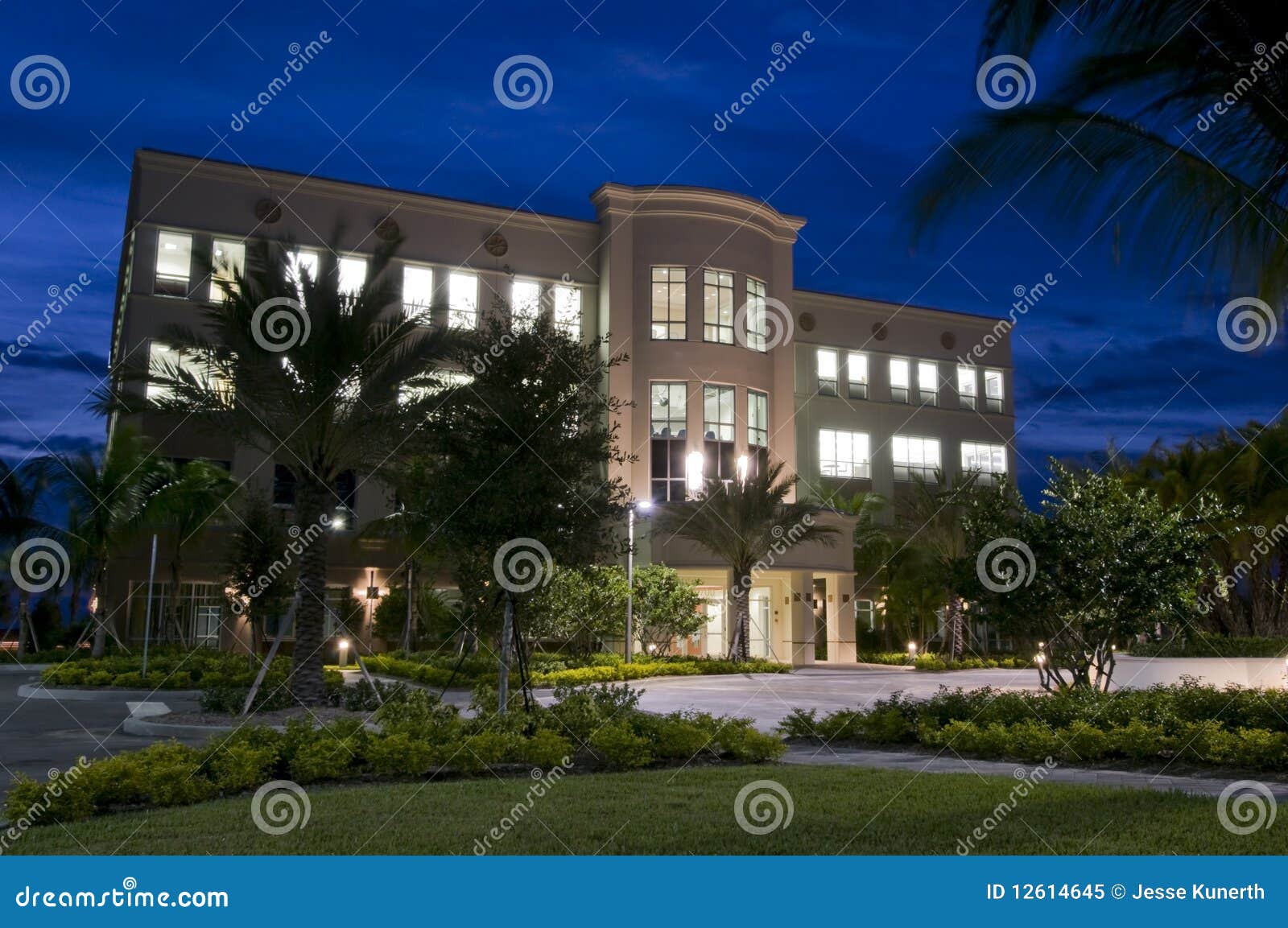 New Office Building in Florida Stock Image - Image of clouds, night ...