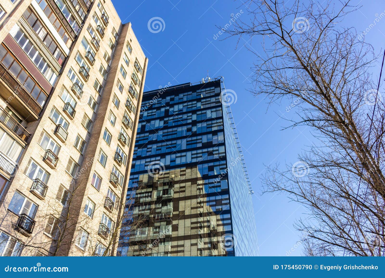 New and Old Building Styles Architecture Differences Stock Photo ...