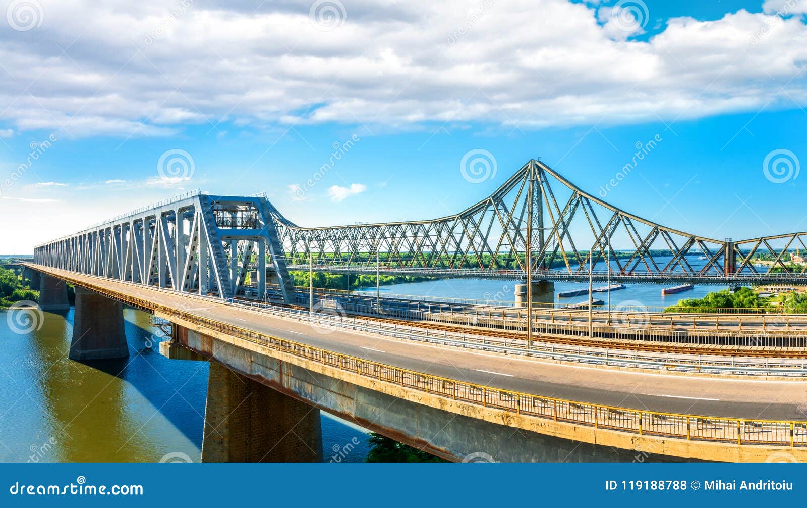 New and Old Cernavoda Bridges, in Romania Stock Photo - Image of ...