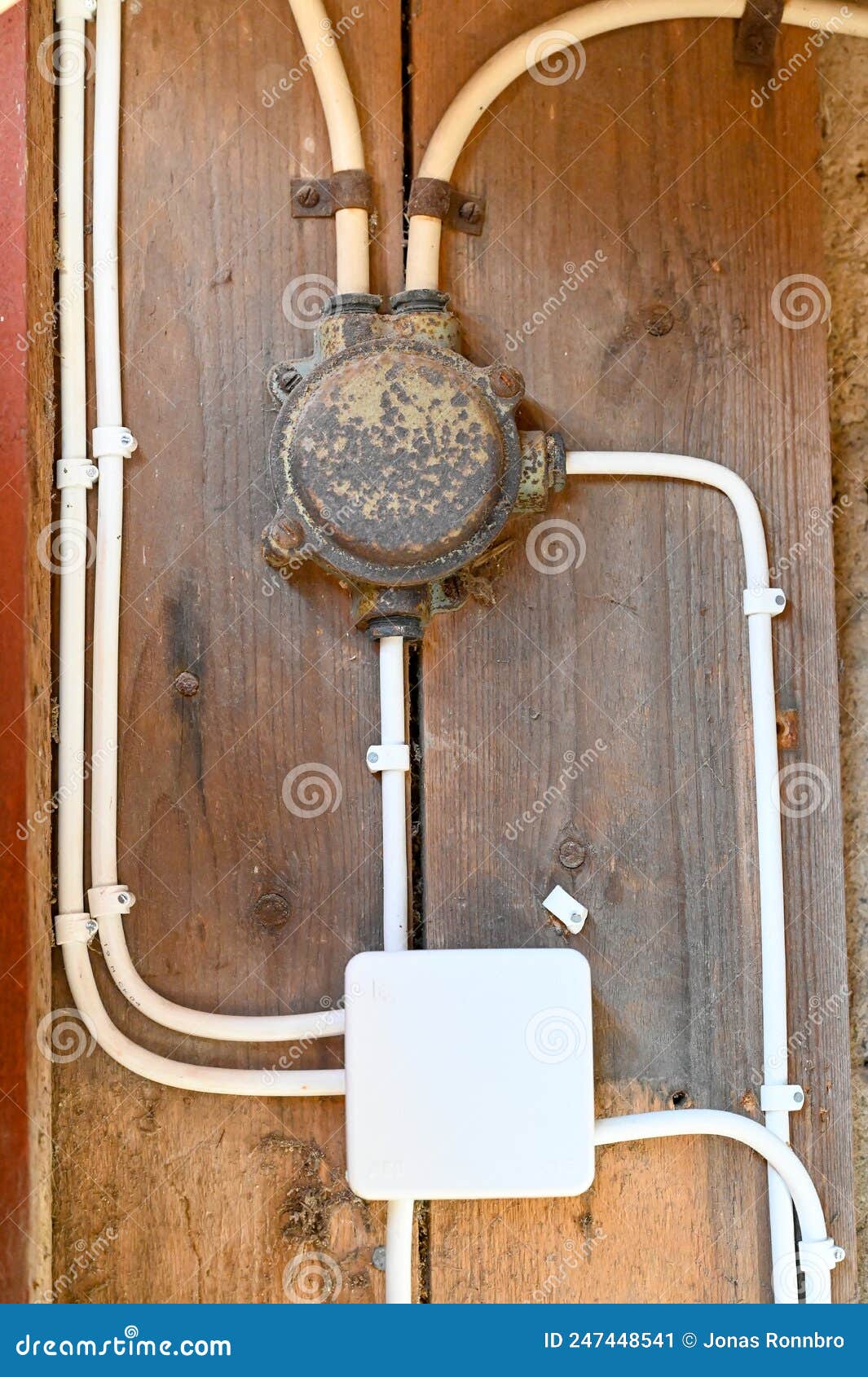 New and Old Distribution Boxes for Electricity in Barn Stock Image ...