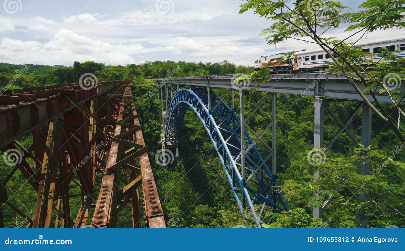 Train Passing Bridge in West Java, Indonesia Stock Footage - Video of ...