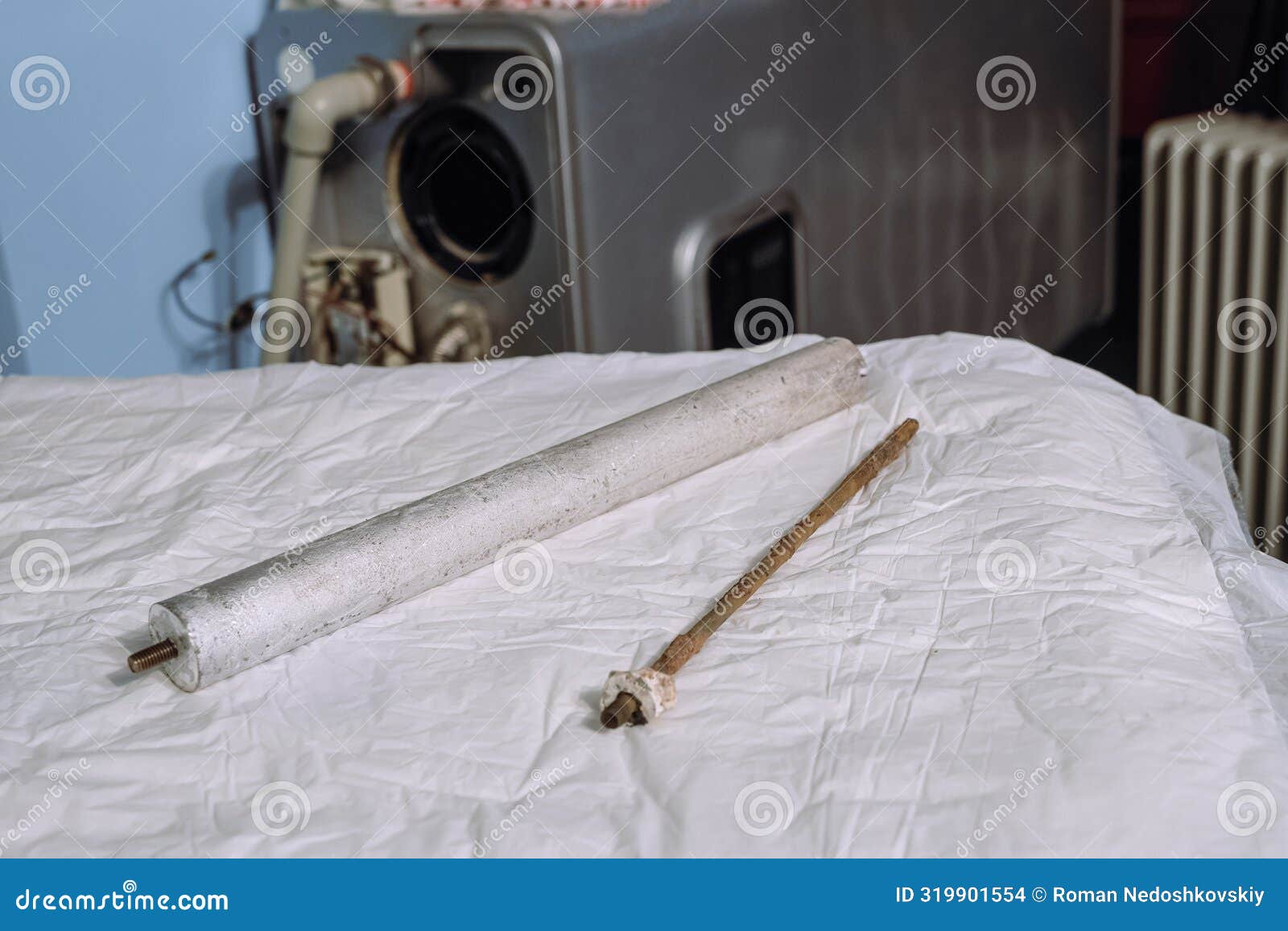 New and Old Used Anode Magnesium Anodes for Heating Element of an ...