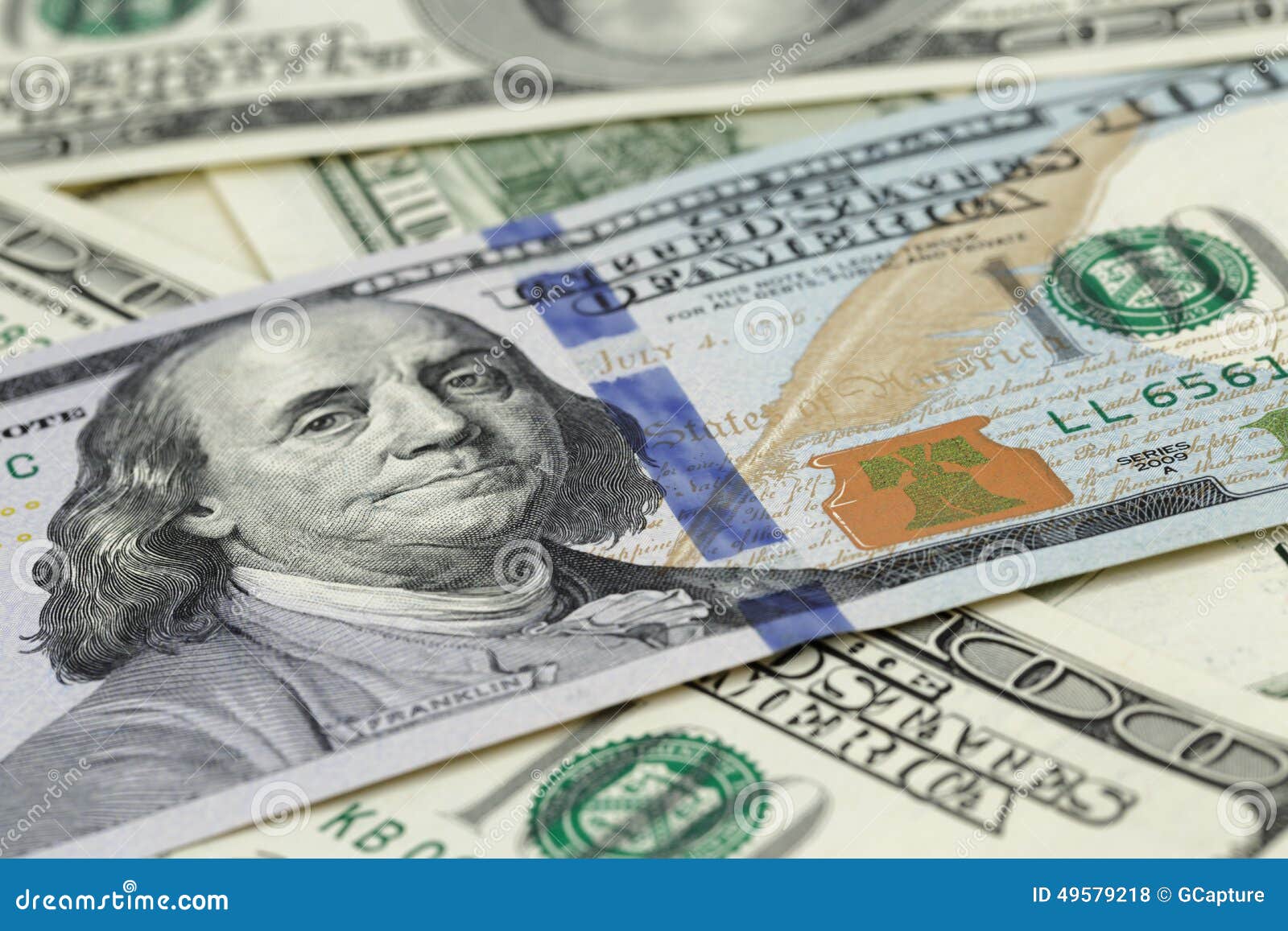 New One Hundred Dollar Note on Heap of Old Notes Stock Photo - Image of ...