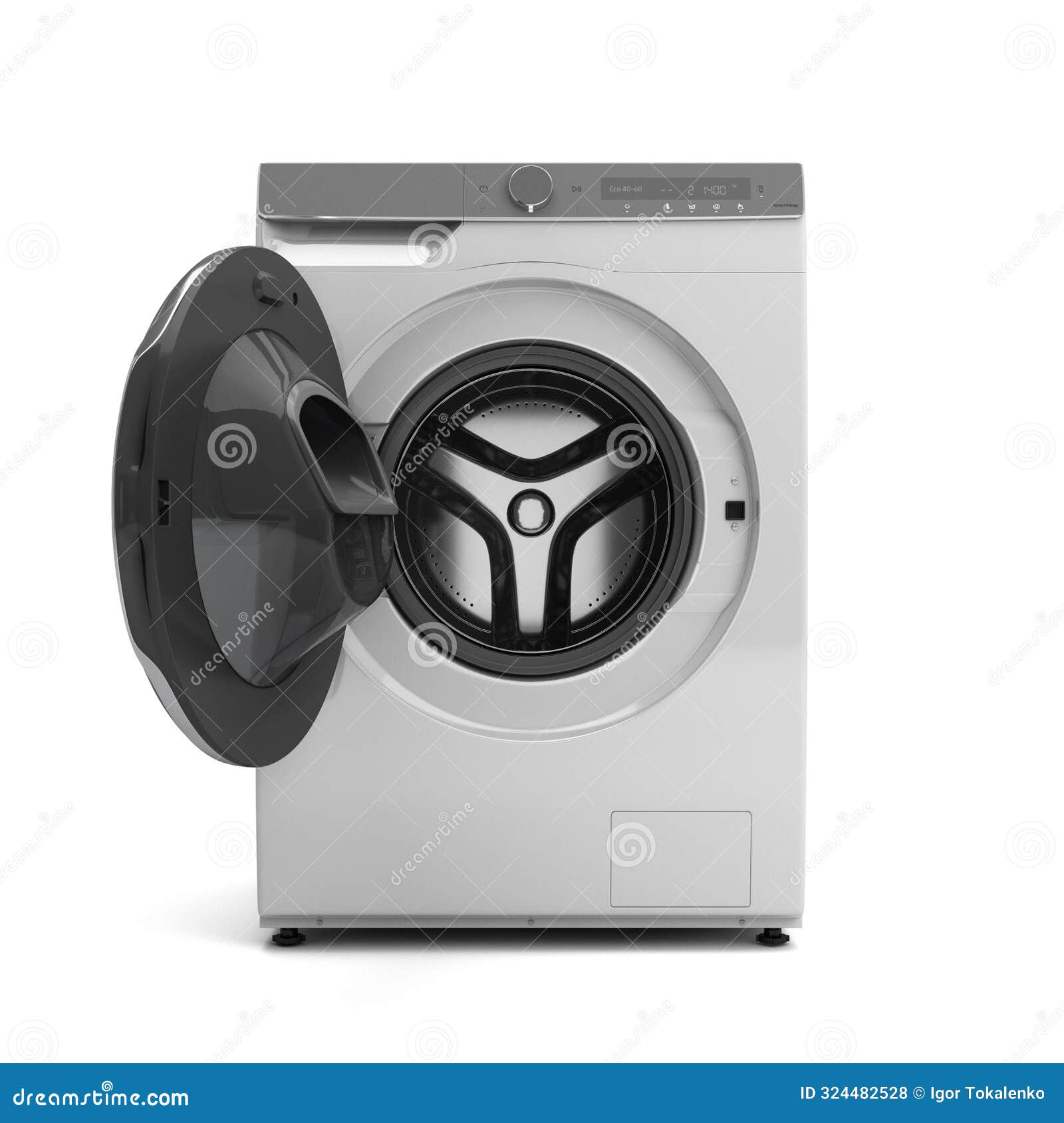 New Open Modern Washing Machine Front View 3D Render on White Stock ...