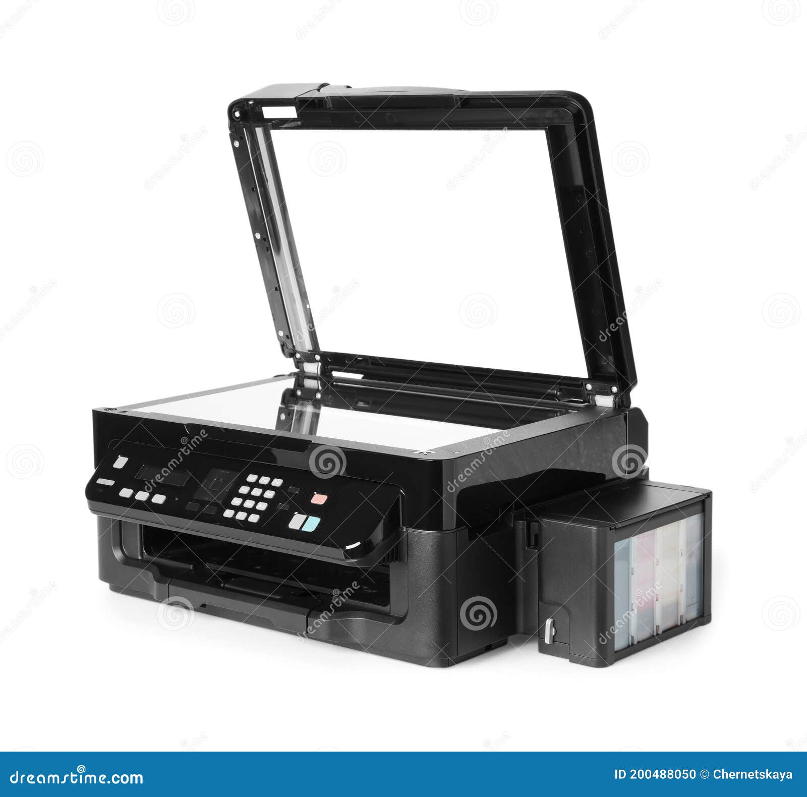 New Open Multifunction Printer Isolated on White Stock Photo - Image of ...